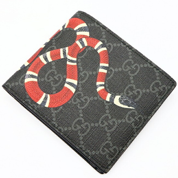 Gucci | Bags | Gucci Bifold Wallet Snake Gg Supreme Black Grey H | Poshmark